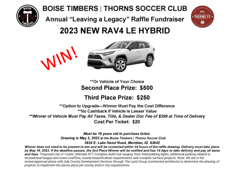 CAR RAFFLE FUNDRAISER – Boise Timbers | Thorns